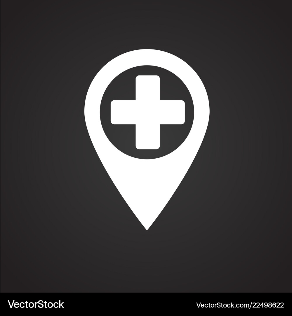 Hospital location on black background Royalty Free Vector