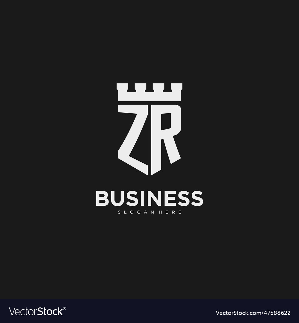 Initials zr logo monogram with shield Royalty Free Vector