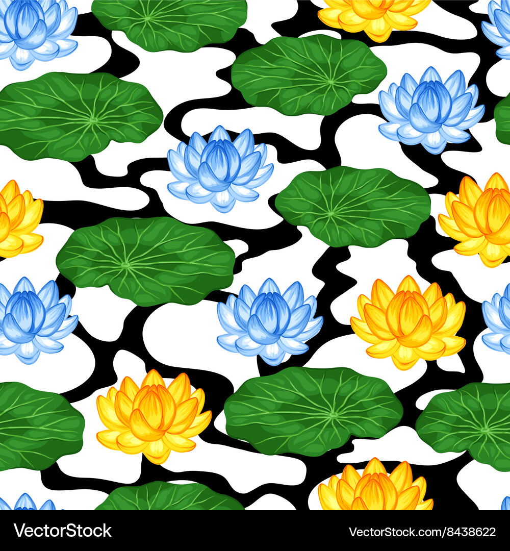 Natural seamless pattern with lotus flowers and Vector Image