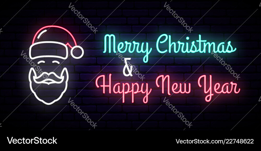 Neon sign with image santa claus Royalty Free Vector Image