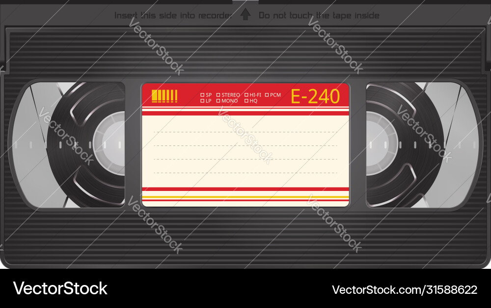 Realistic video recorder tape cassette Royalty Free Vector