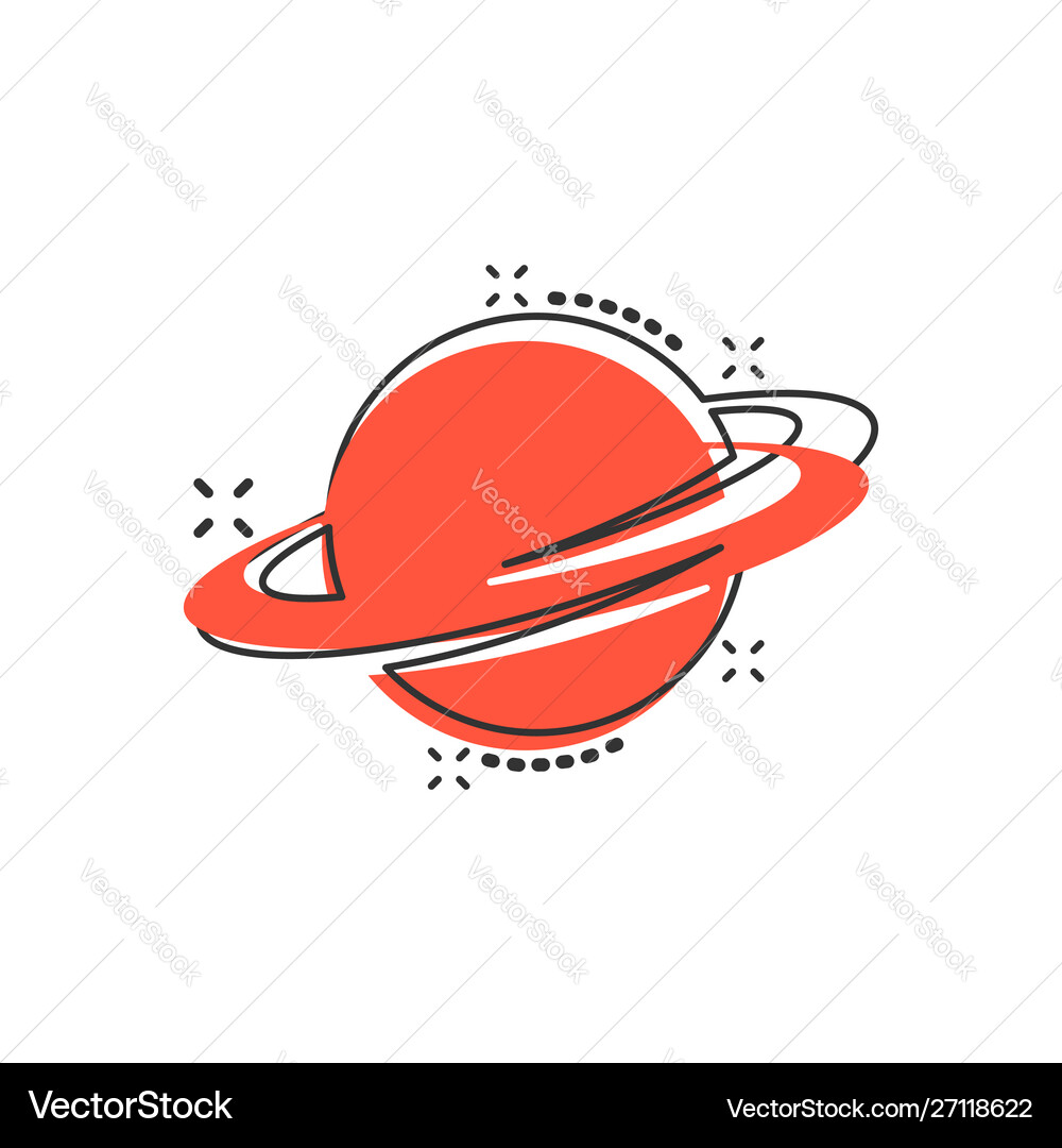 Saturn icon in comic style planet cartoon Vector Image