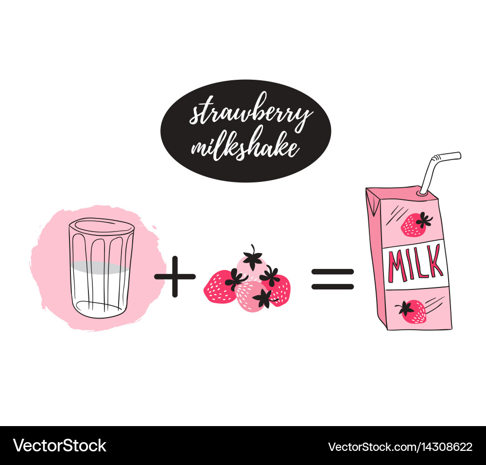 Strawberry milk graphic banner design Royalty Free Vector