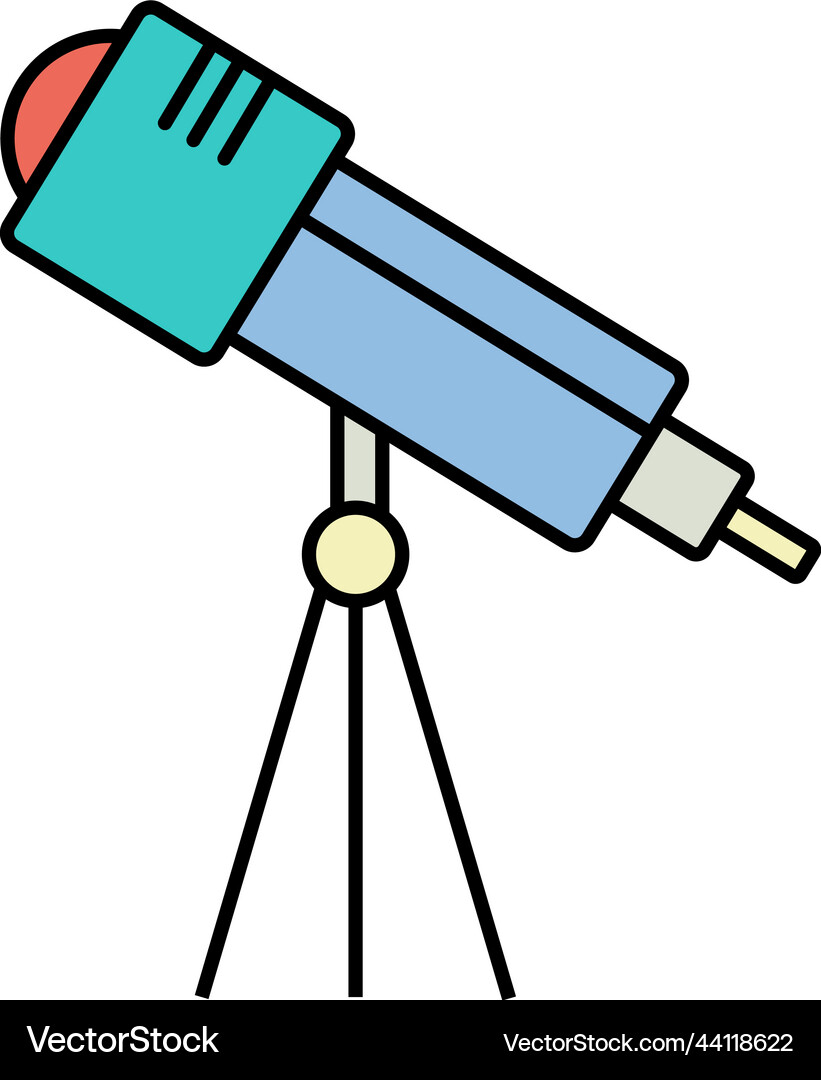Telescope flat spyglass tool astronomy icon Vector Image