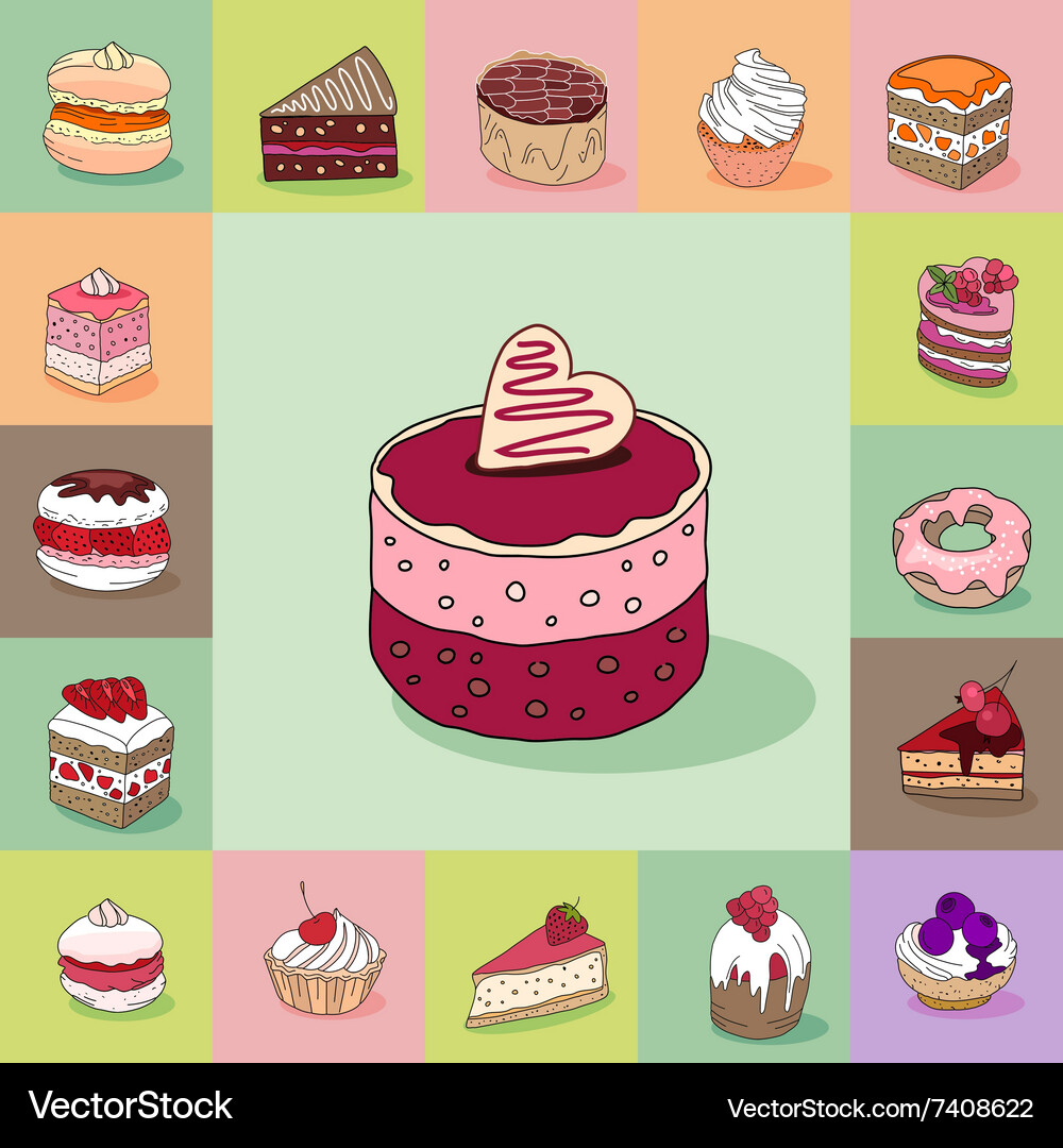 Template with different kinds of delicious Vector Image
