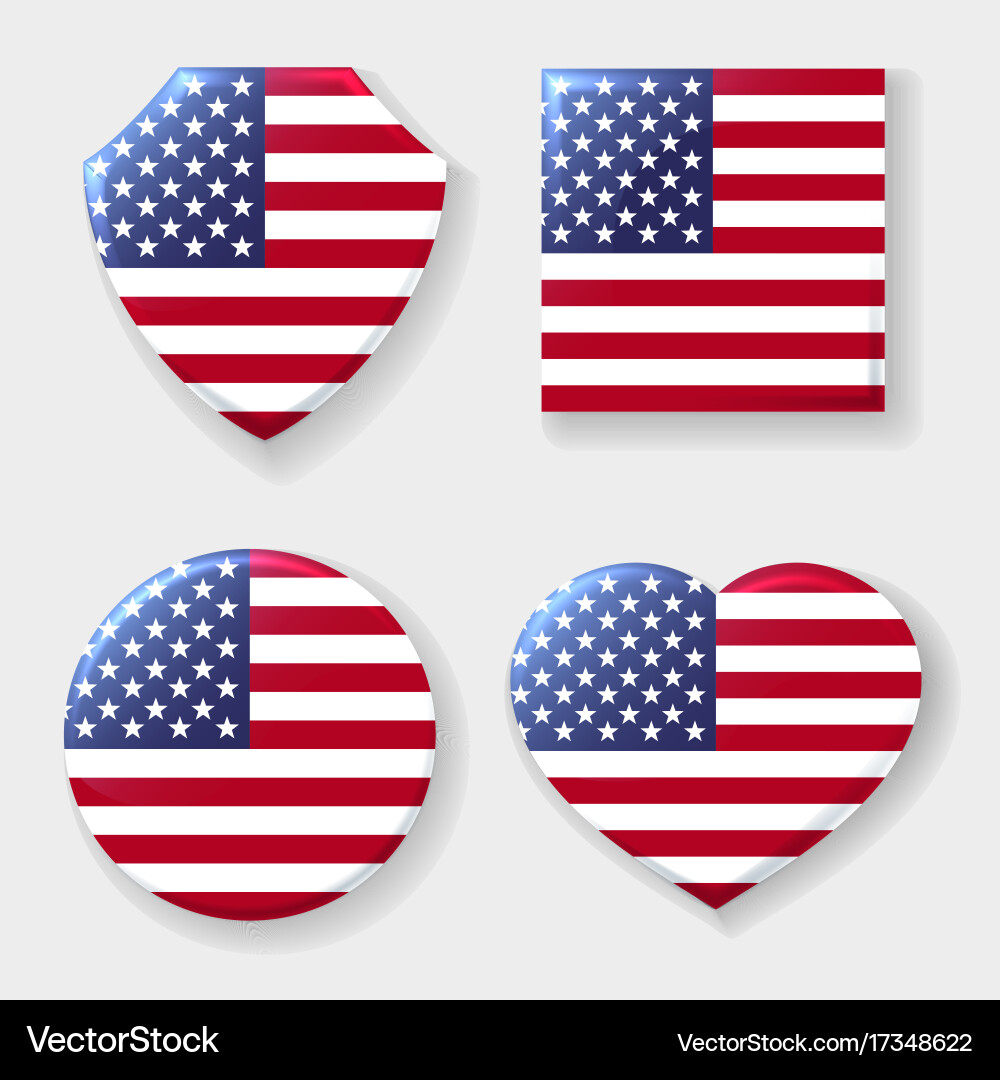 Usa national flag emblem set Royalty Free Vector Image