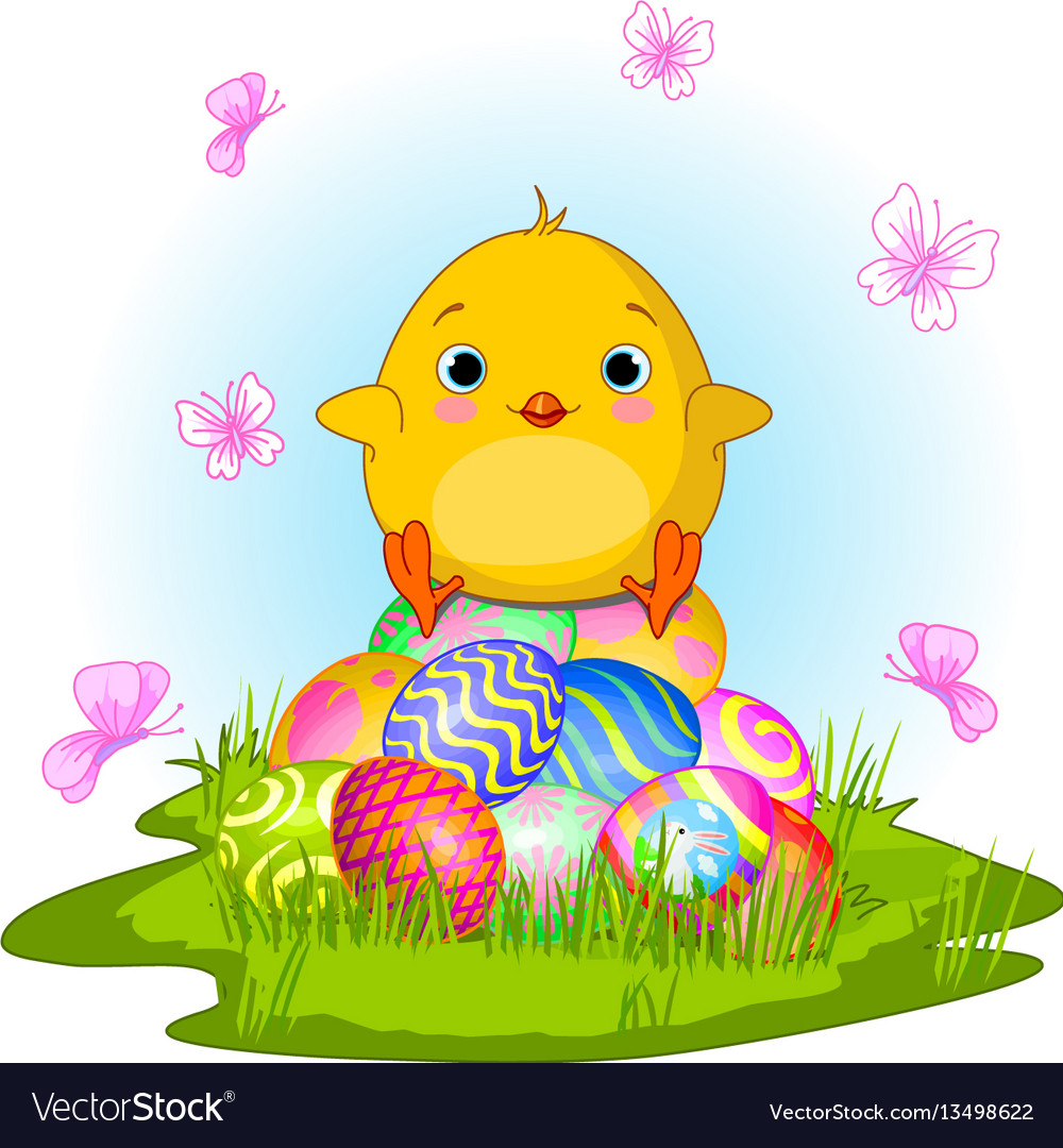 Yellow easter chick Royalty Free Vector Image - VectorStock