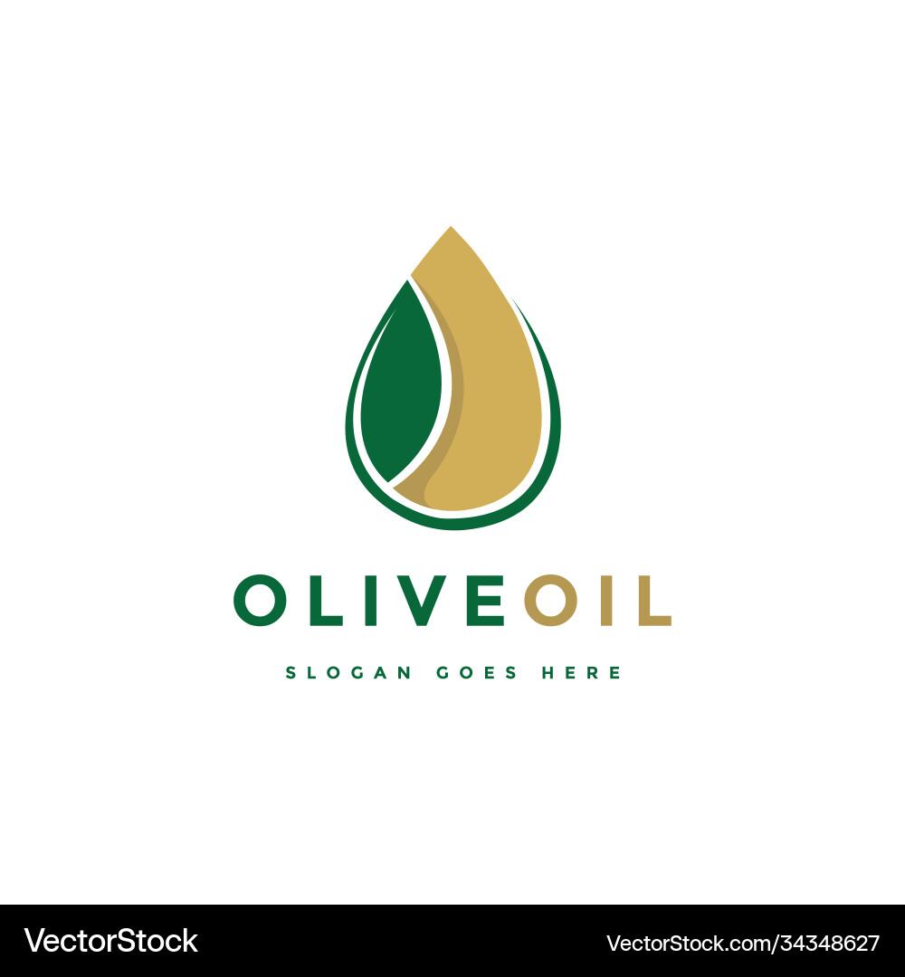 Abstract leaf and olive oil drop logo icon Vector Image