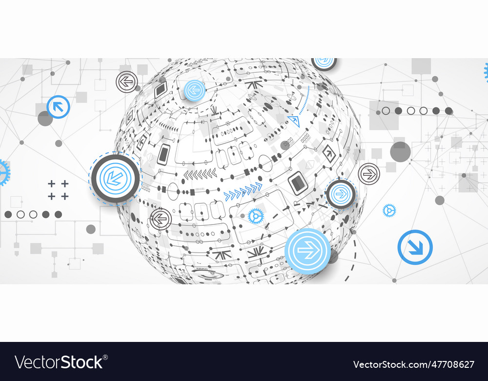 Abstract technology sphere background global Vector Image