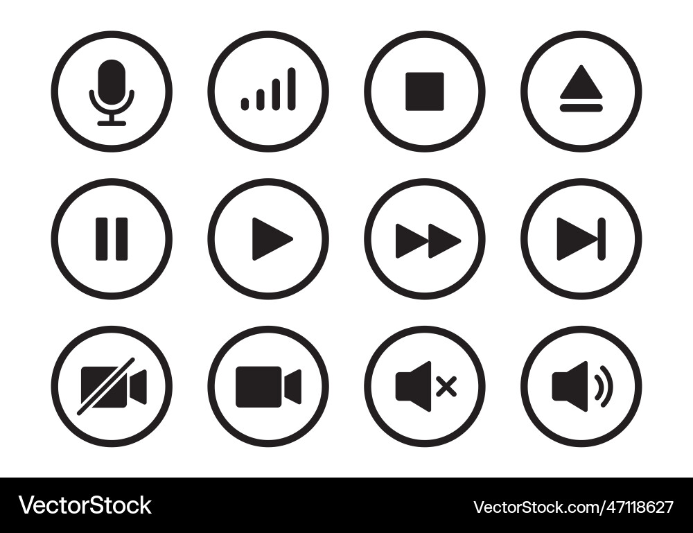 Audio video music player button icon sound Vector Image
