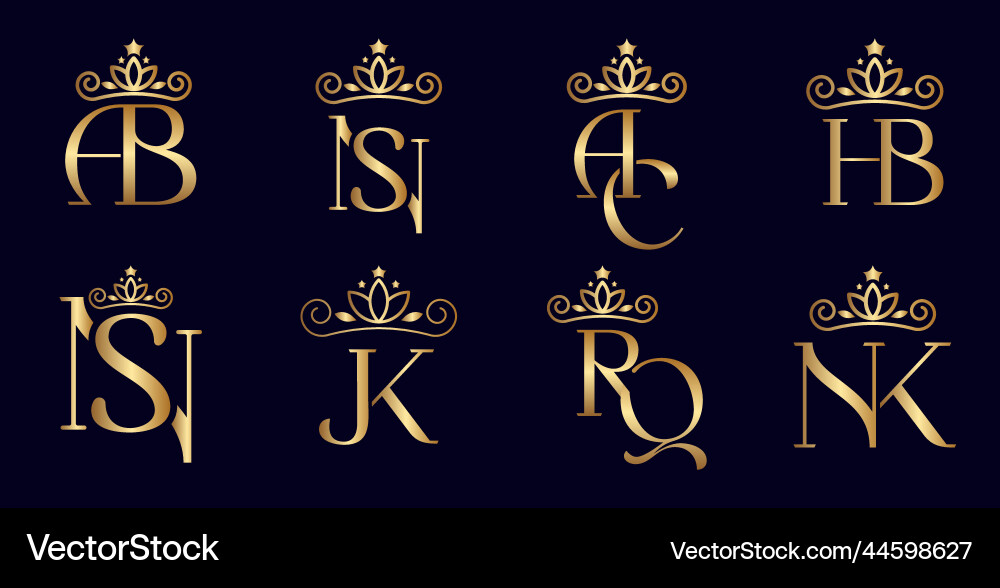 Beauty logo design letters with crown Royalty Free Vector