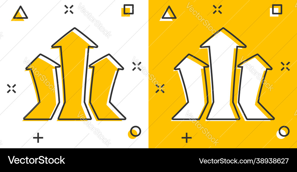 Cartoon arrow up icon in comic style forward Vector Image