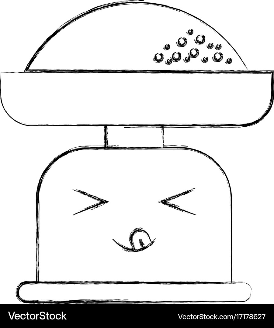 Cartoon weight scale flour kitchen icon Royalty Free Vector