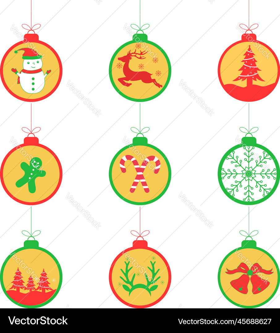 Christmas balls set decorative ornament Royalty Free Vector