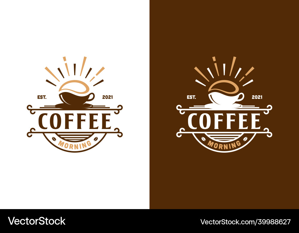 Coffee with sunrise morning cafe Royalty Free Vector Image
