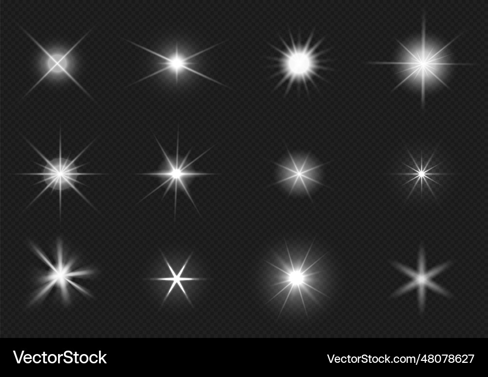Flares and sparkling stars effect white light Vector Image