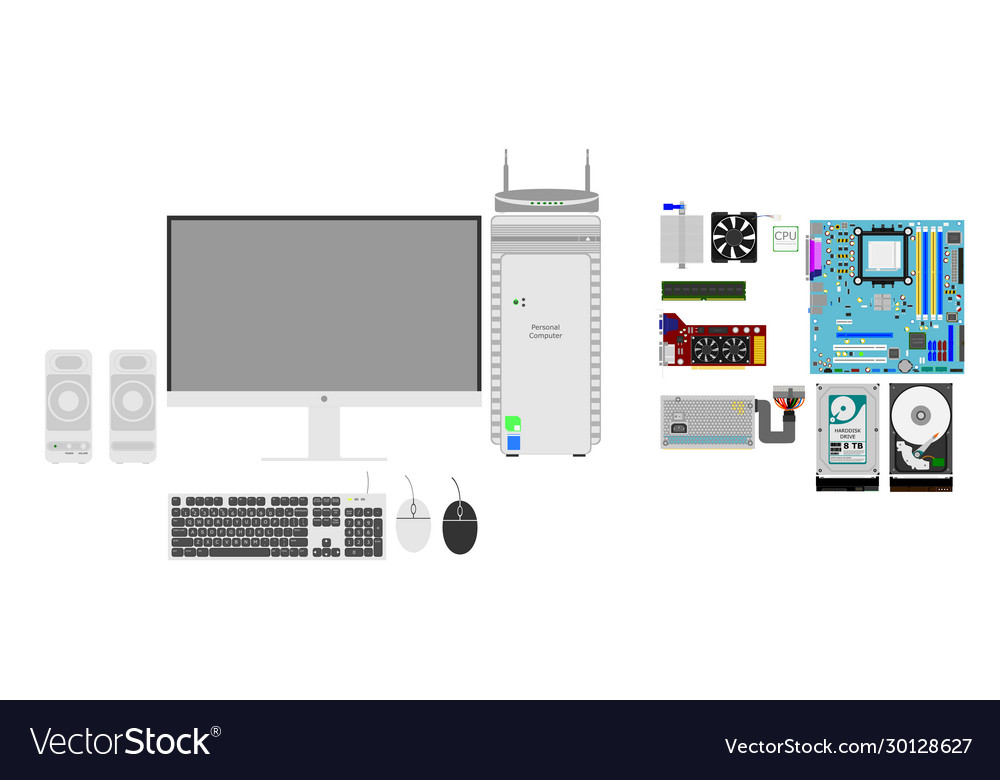 For computer desktop set Royalty Free Vector Image