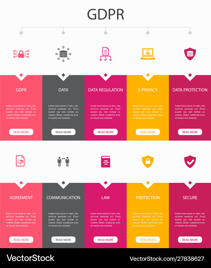 Gdpr infographic 10 option ui designdata e Vector Image