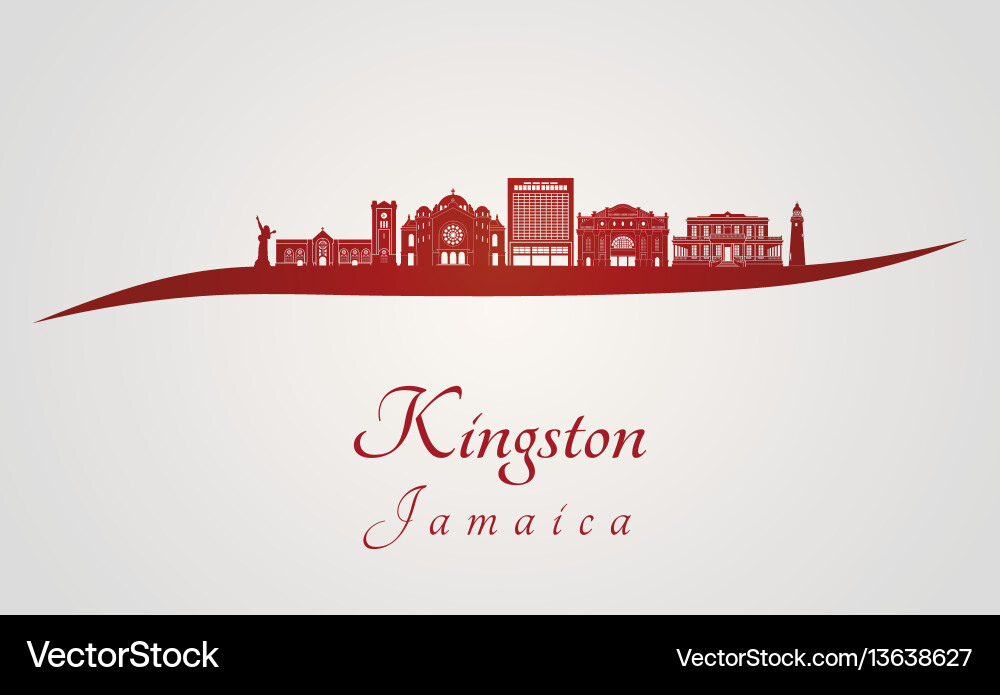 Kingston skyline in red Royalty Free Vector Image