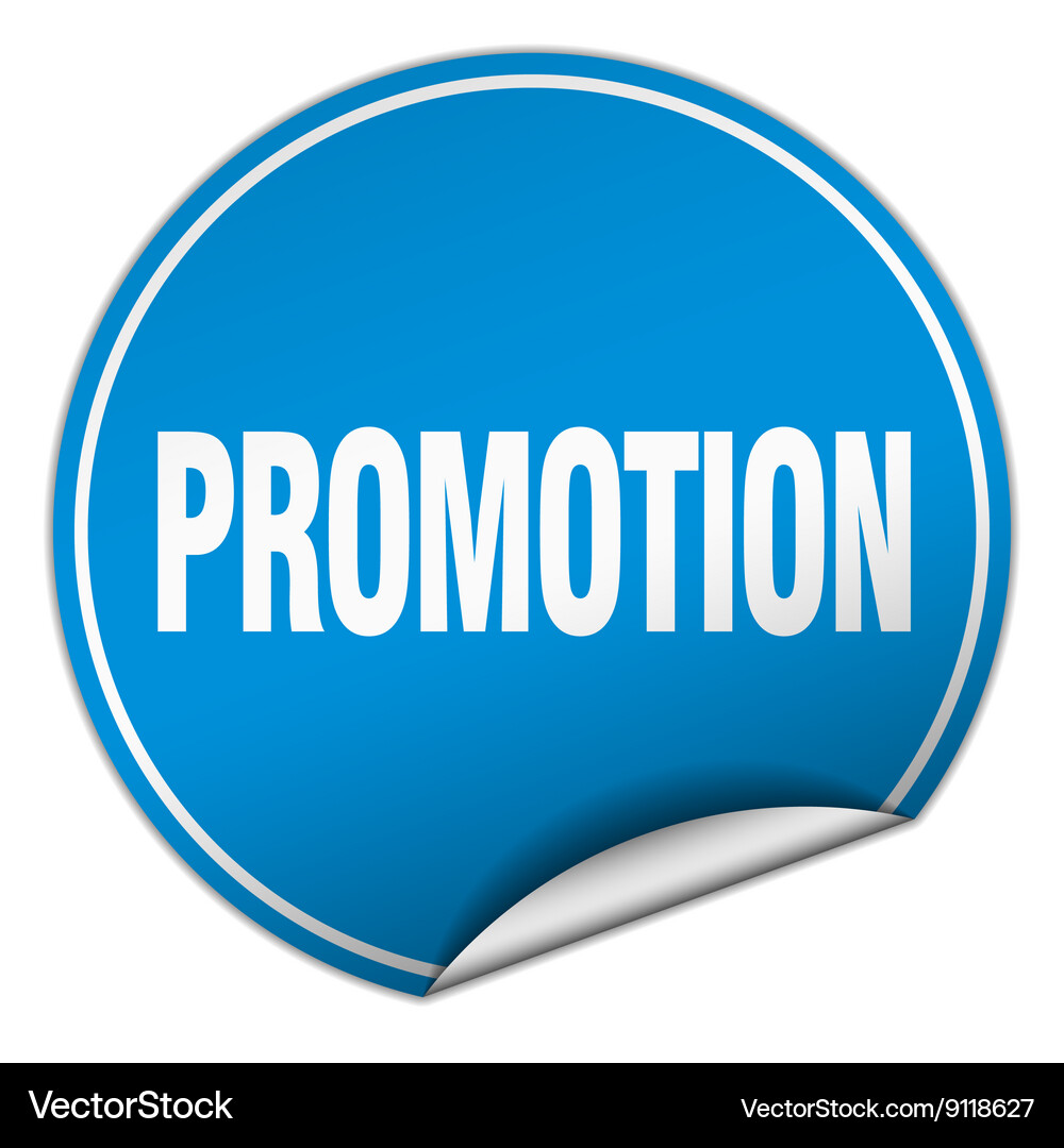 Promotion round blue sticker isolated on white Vector Image