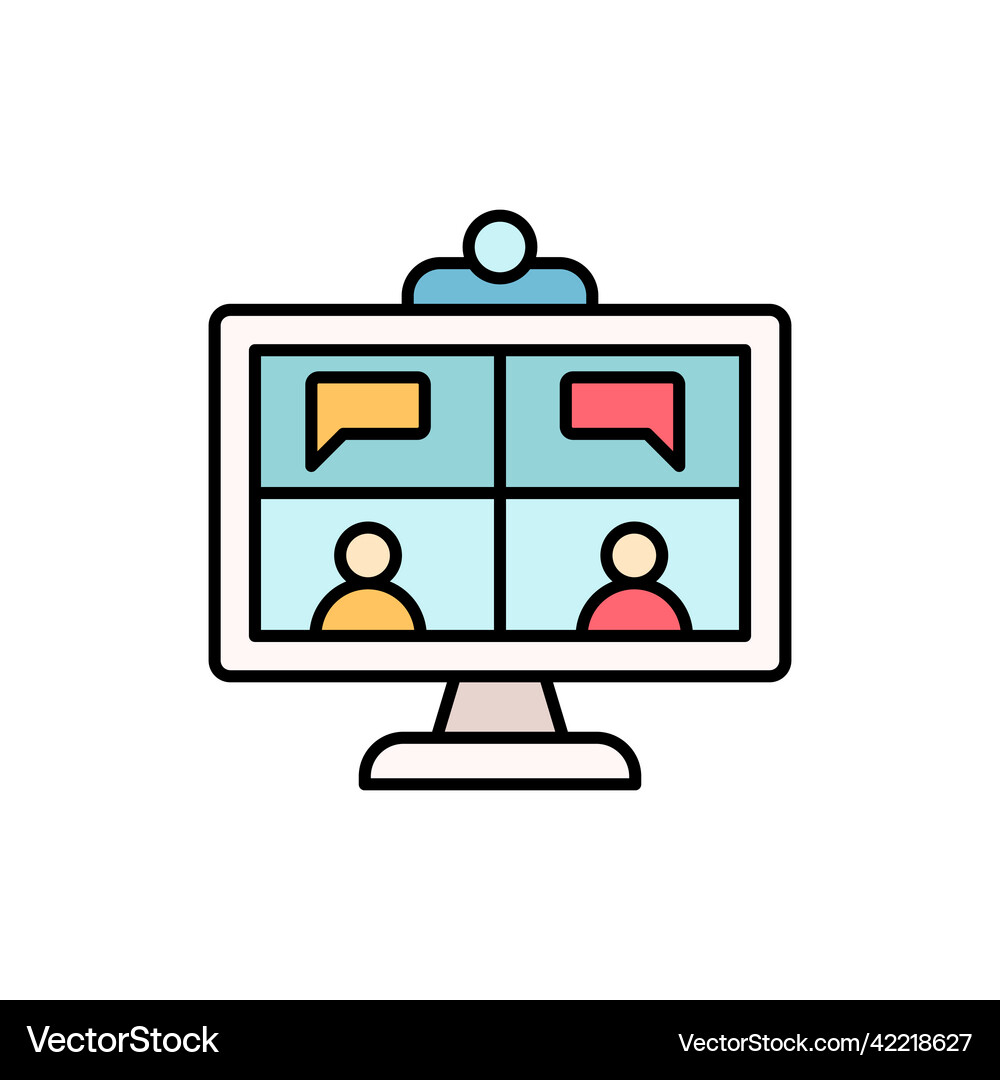 Video conference outline filled icon Royalty Free Vector