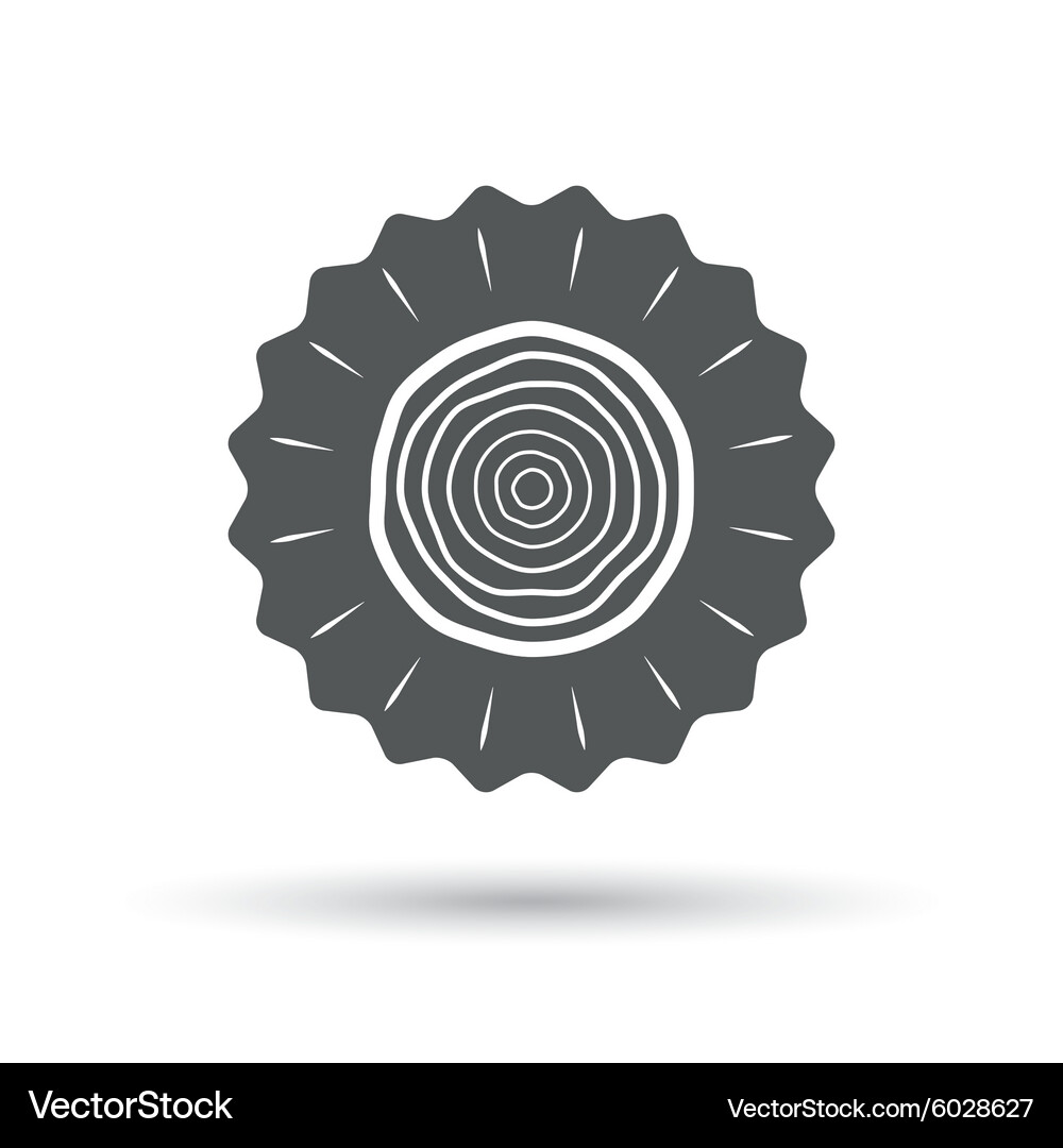 Wood sign icon tree growth rings Royalty Free Vector Image