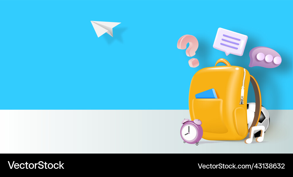 3d realistic school bag back to school ad poster Vector Image