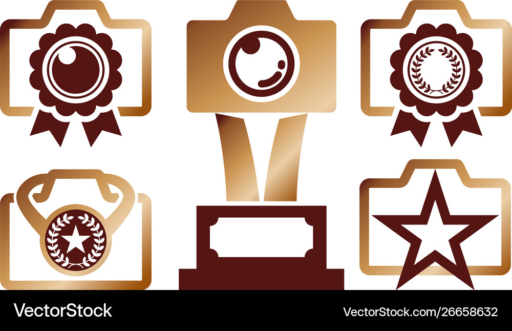 Award camera photo gold logo icon Royalty Free Vector Image
