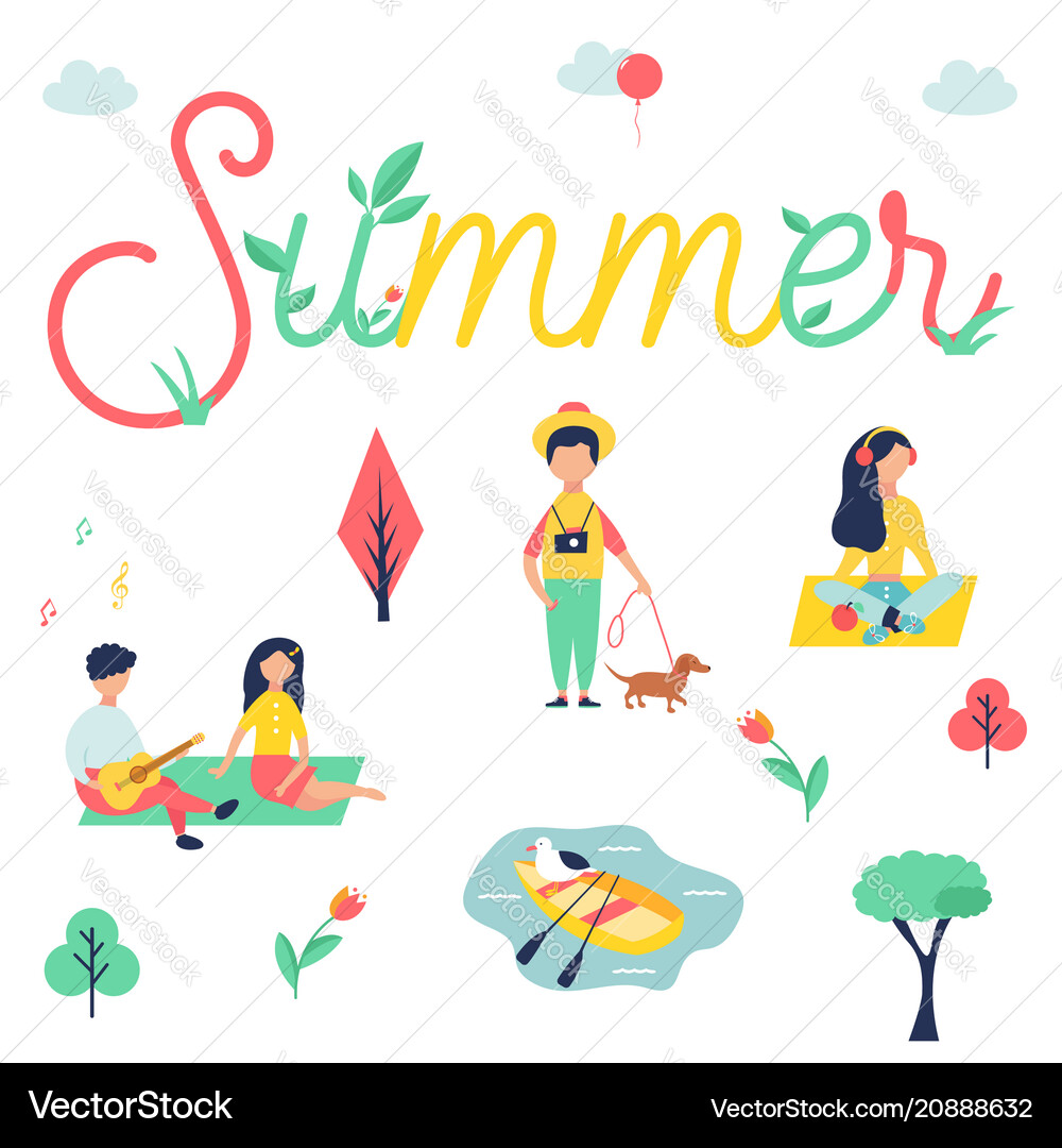 Banner with people having fun at the park Vector Image
