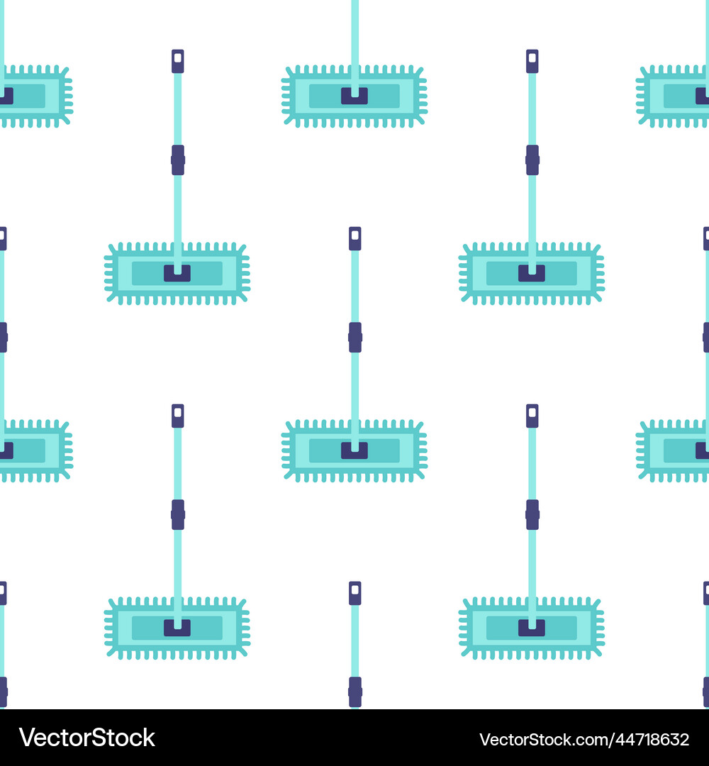 Cartoon seamless pattern of mop on white Vector Image