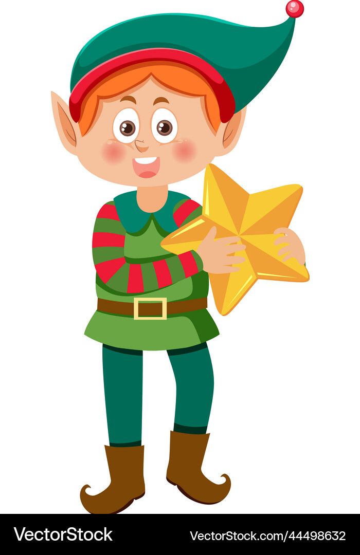 Christmas elf boy cartoon character Royalty Free Vector