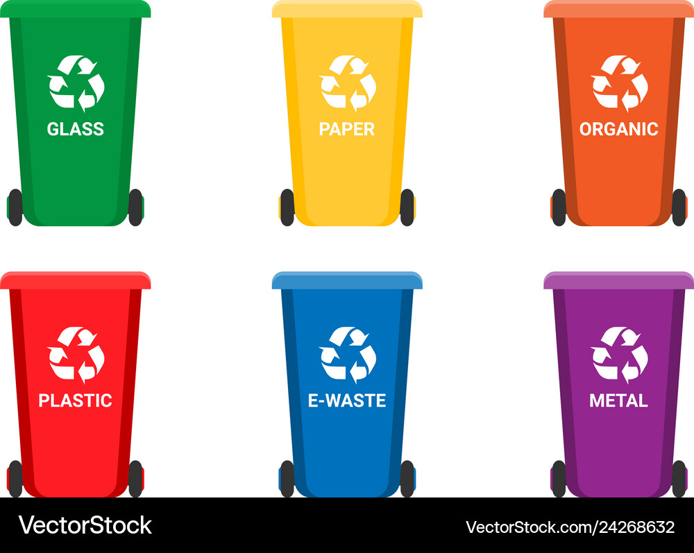 Colorful recycle trash bins isolated white Vector Image