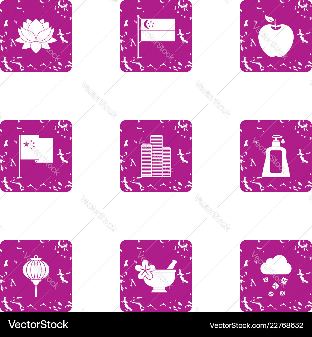 Esthetic icons set grunge style Royalty Free Vector Image