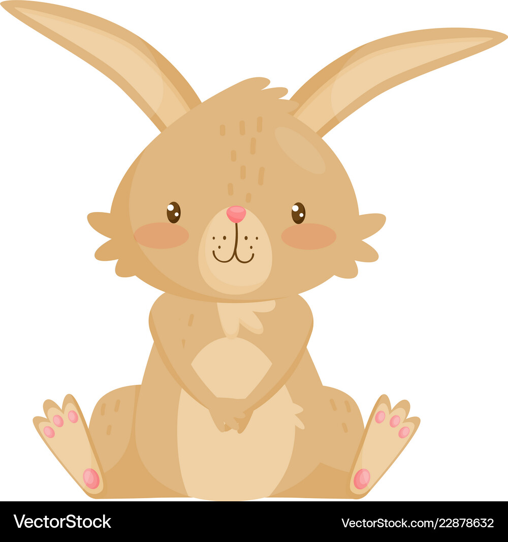 Flat icon of adorable brown rabbit bunny Vector Image
