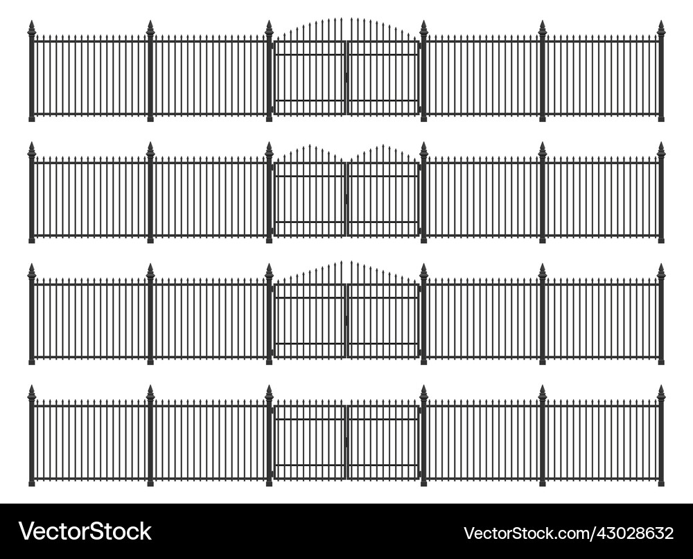 Gate and fence made from steel Royalty Free Vector Image