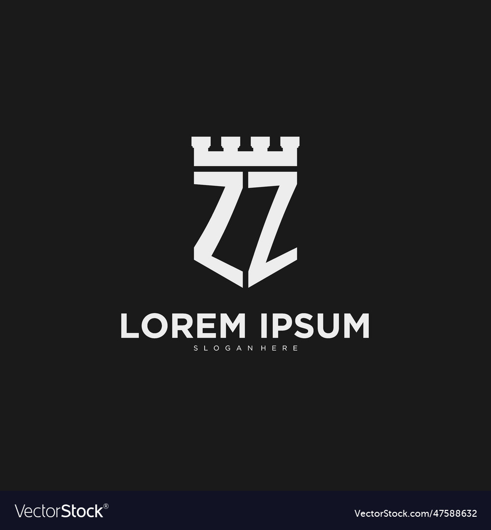 Initials zz logo monogram with shield Royalty Free Vector