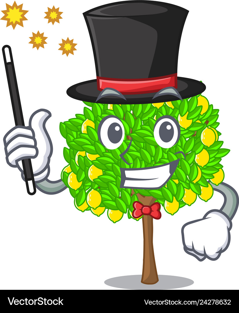Magician lemon tree in the pot character Vector Image
