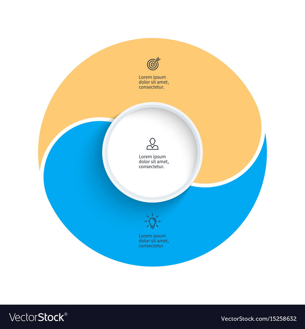 Pie chart presentation template with 2 Royalty Free Vector