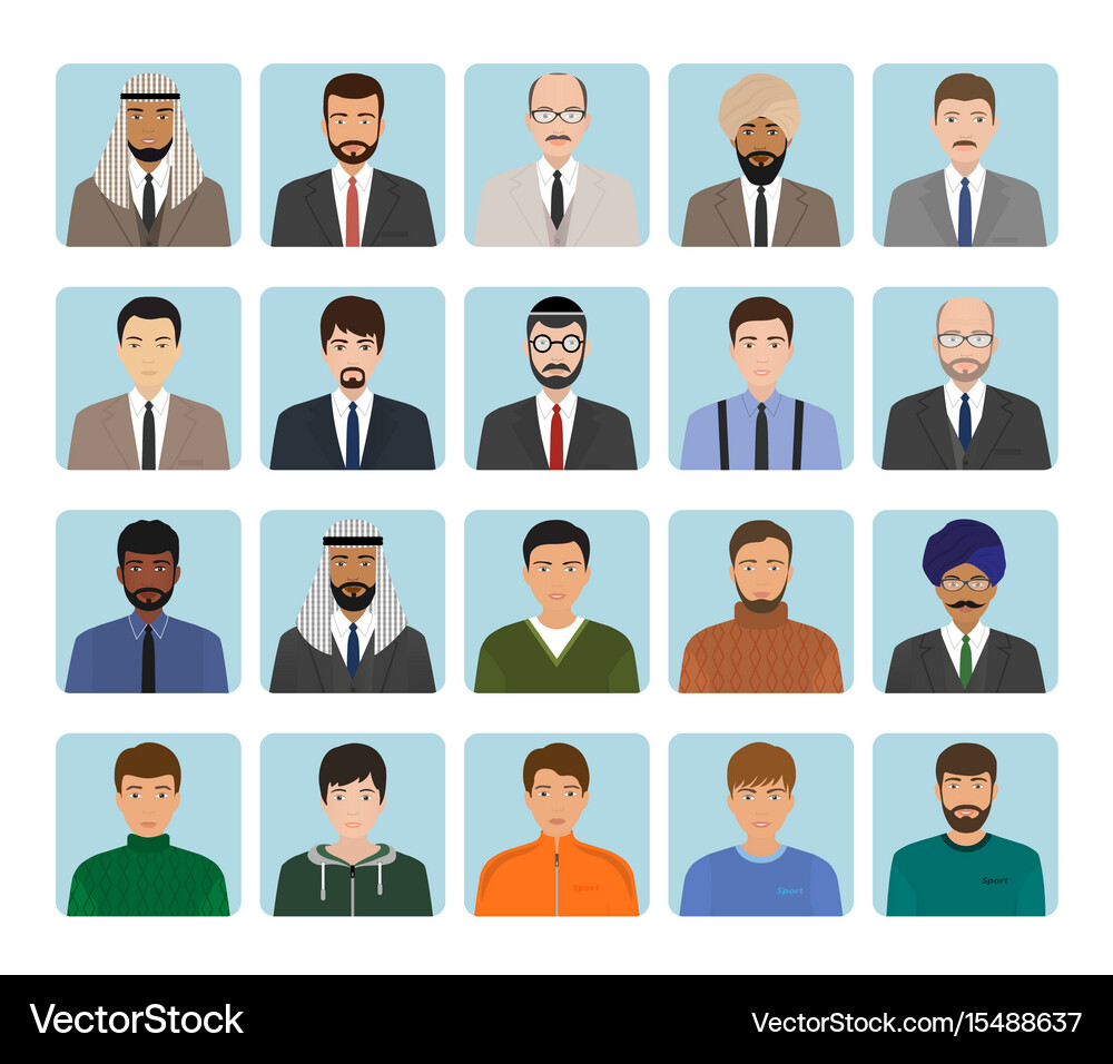 Avatars characters set of different kind men Vector Image