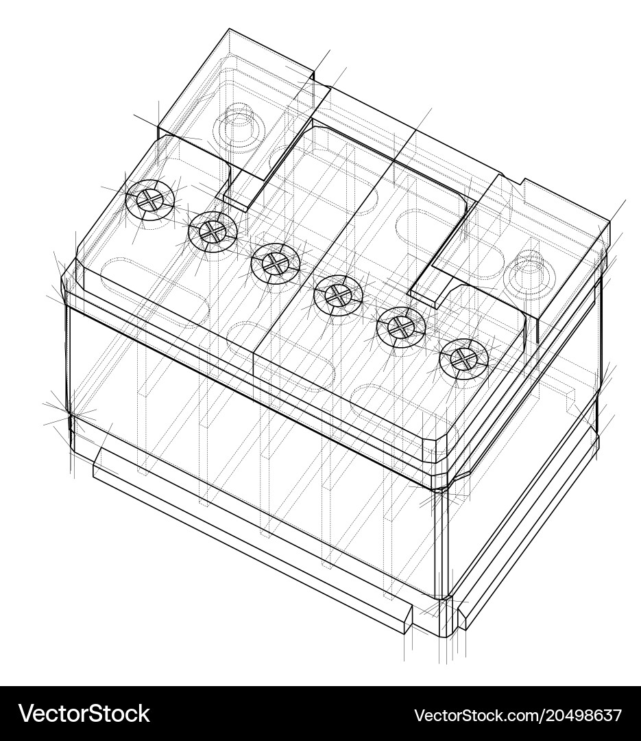 Battery car outline rendering of 3d Royalty Free Vector
