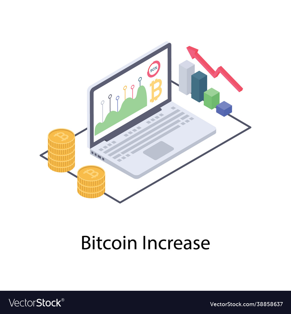 Bitcoin increase rate Royalty Free Vector Image