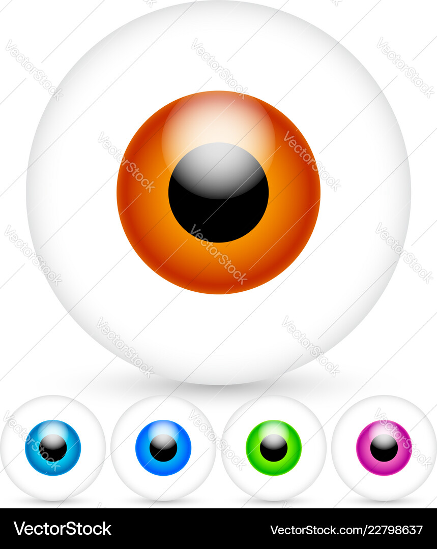 Bright modern eyes in 5 vivid colors Royalty Free Vector