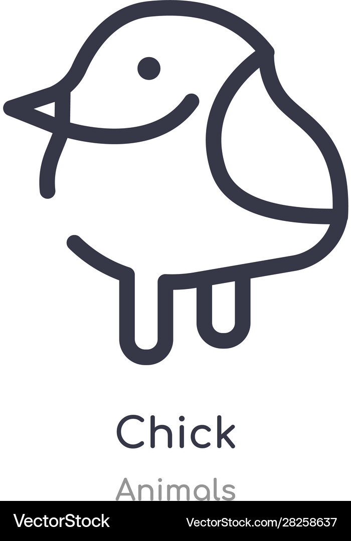 Chick outline icon isolated line from animals Vector Image
