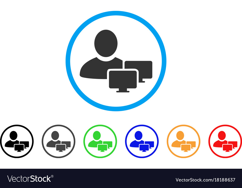 Computer administrator rounded icon Royalty Free Vector