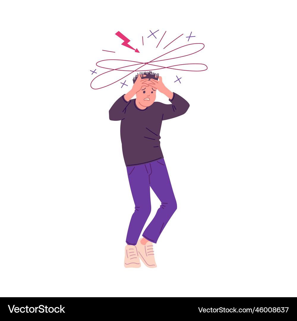 Confused man in fear and panic flat Royalty Free Vector