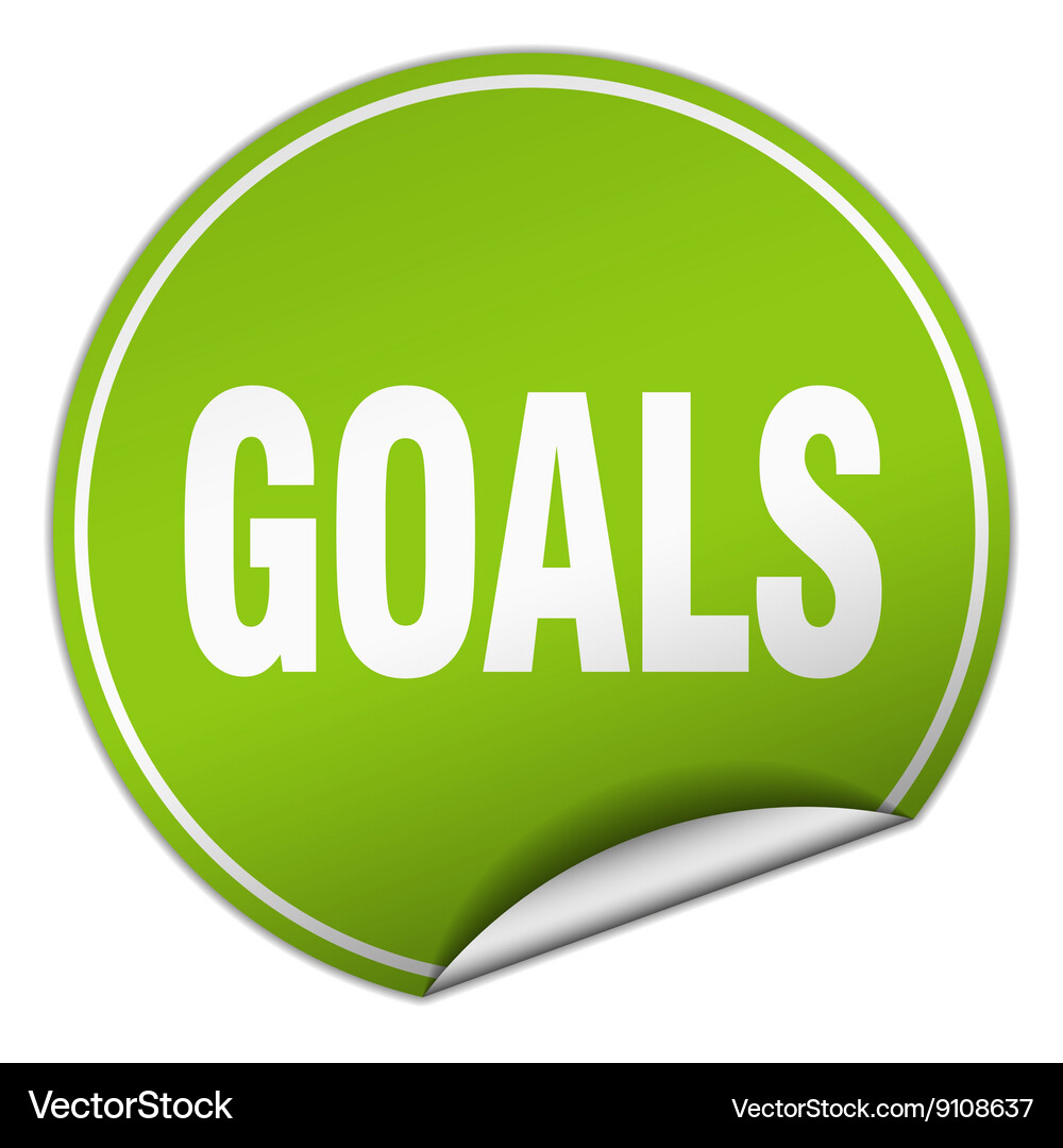 Goals round green sticker isolated on white Vector Image