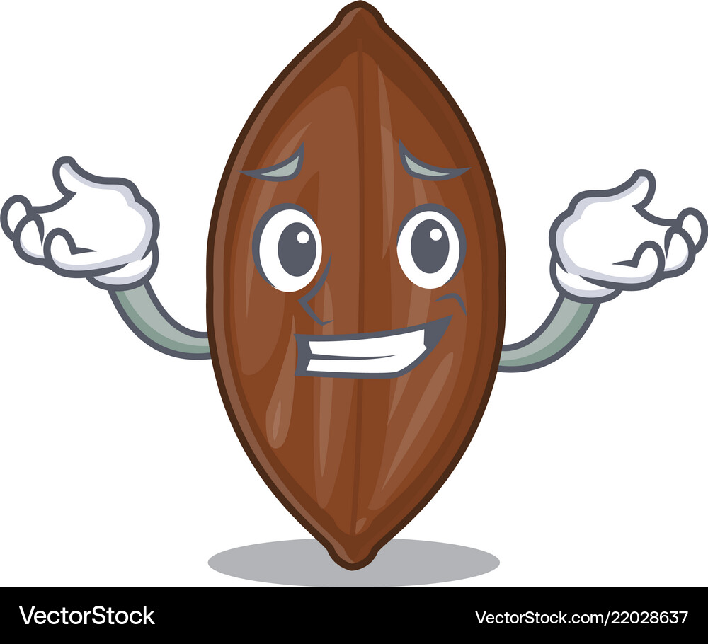 Grinning character pecan nuts in wood bowl Vector Image