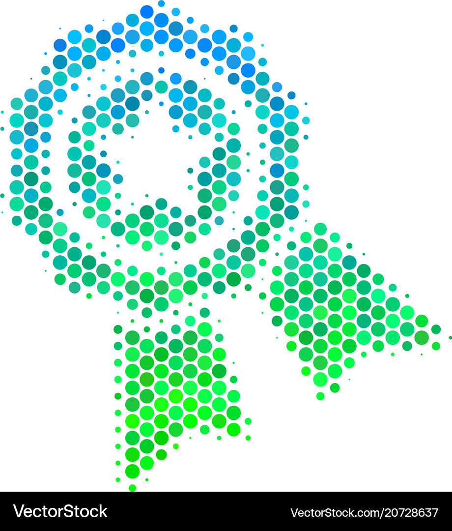 Halftone blue-green quality icon Royalty Free Vector Image