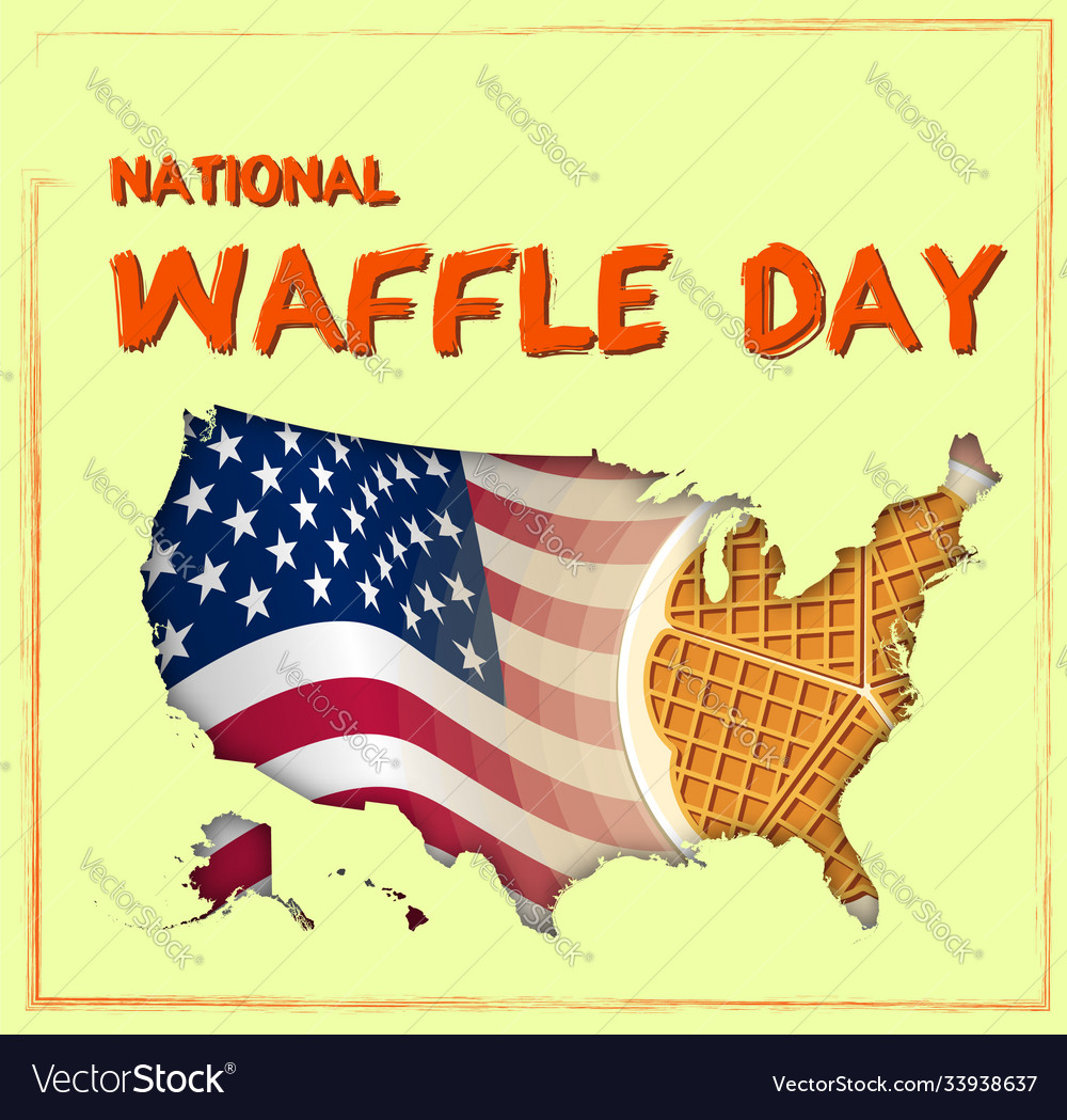 National waffle day in usa on august 24th round Vector Image