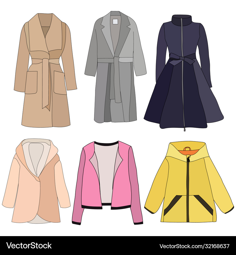 On a white background women clothes coat set Vector Image